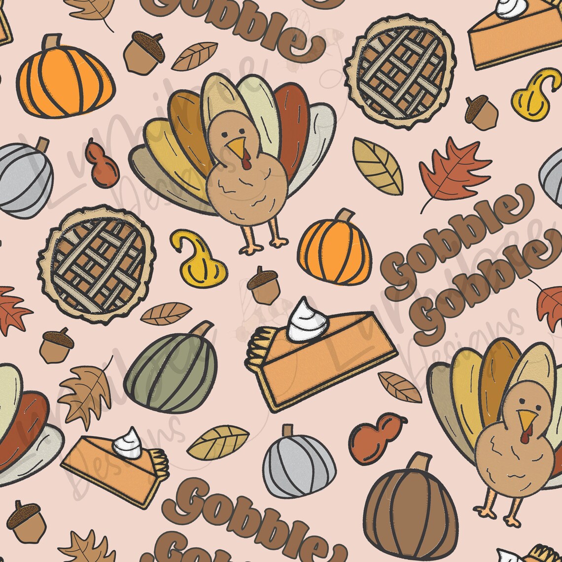 Thanksgiving Seamless // Thanksgiving Seamless File // Girl ...