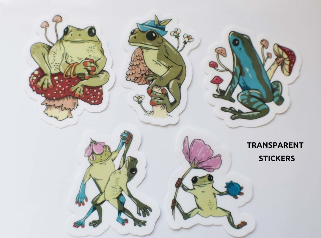 Frog Toad Sticker Pack of 5 Transparent Die Cut Vinyl Laminated Water ...