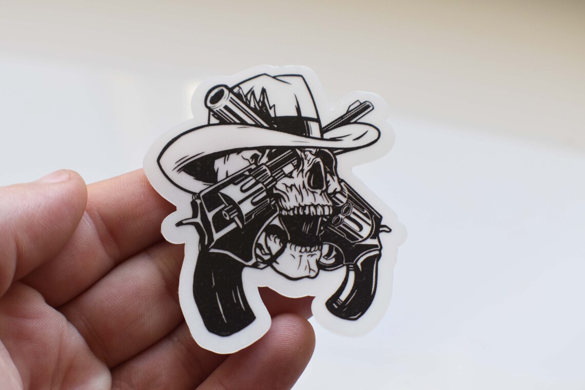 Skull With Six Shooters Transparent Clear Die Cut Vinyl Water - Etsy