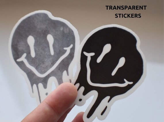 Dripping Smiley Face Sticker Pack of 2 Transparent Die Cut | Etsy