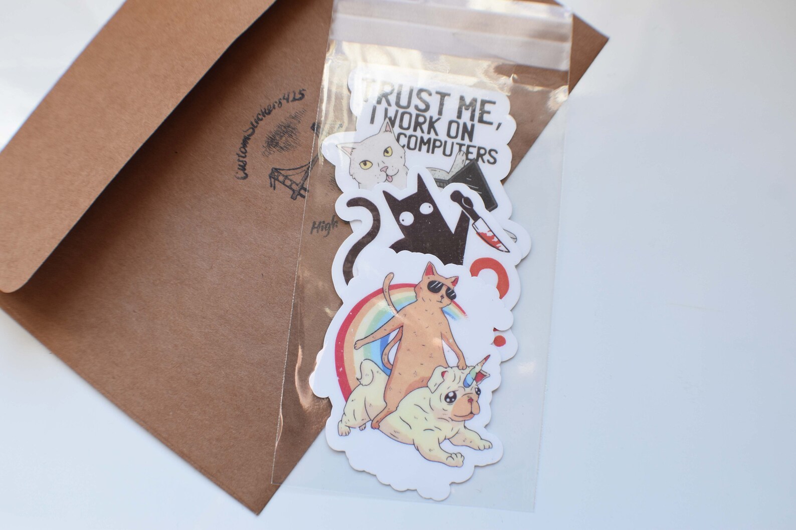 Cat Gag Gift Sticker Pack of 3 Die Cut Laminated Vinyl Water - Etsy