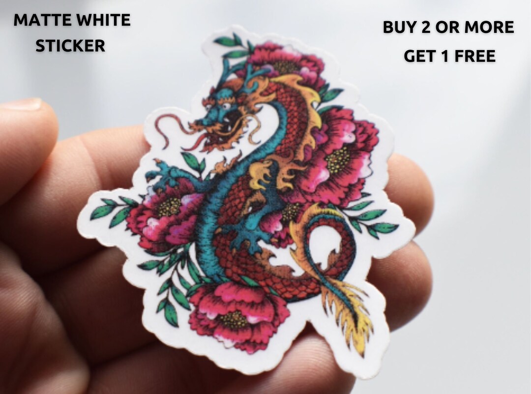 Japanese Dragon Die Cut Laminated Sticker - Etsy