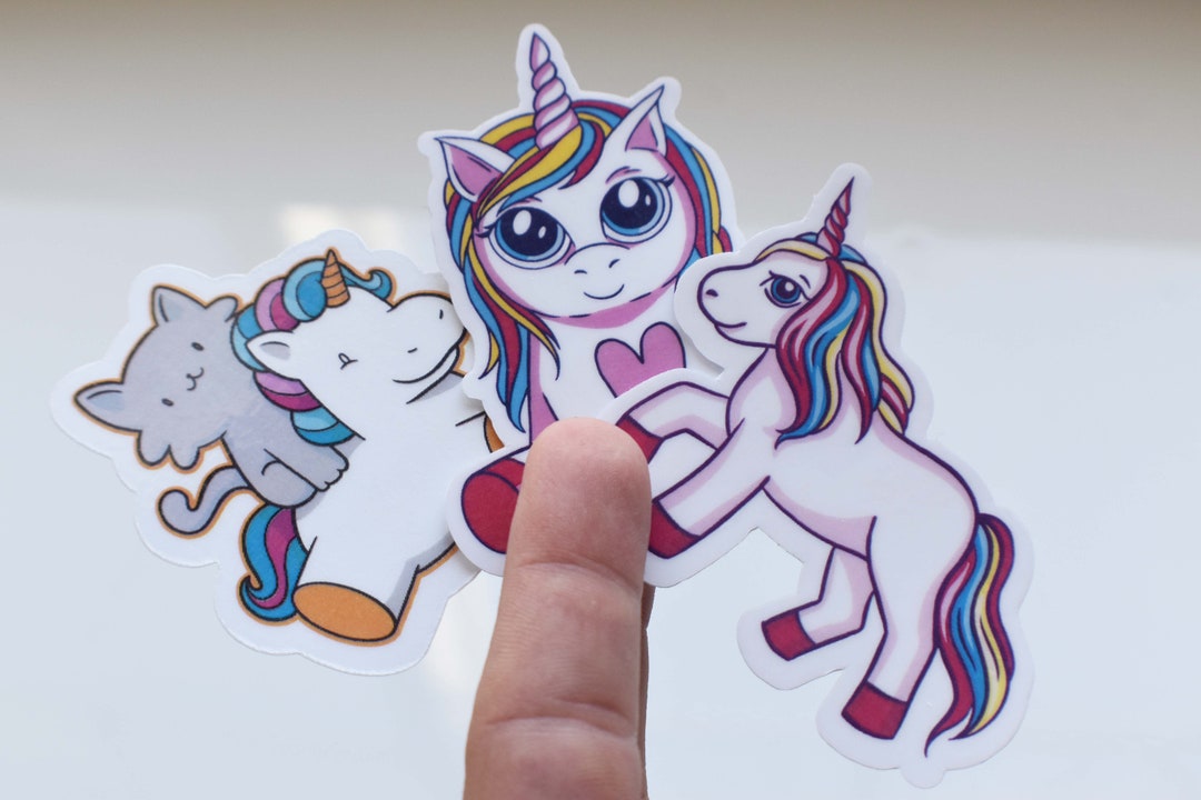 Cute Unicorn Sticker Pack of 3 Die Cut Laminated Vinyl Stickers - Etsy