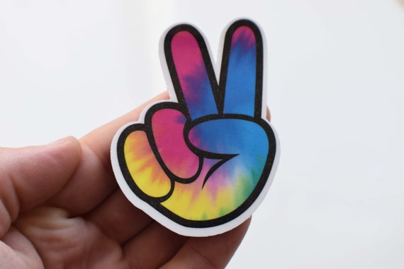 Tie Dye Peace Sign Hand Die Cut Laminated Vinyl Water - Etsy