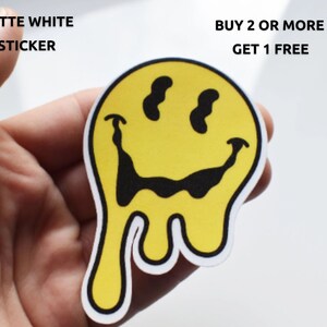 Yellow Dripping Smiley Face Die Cut Laminate Sticker - Etsy