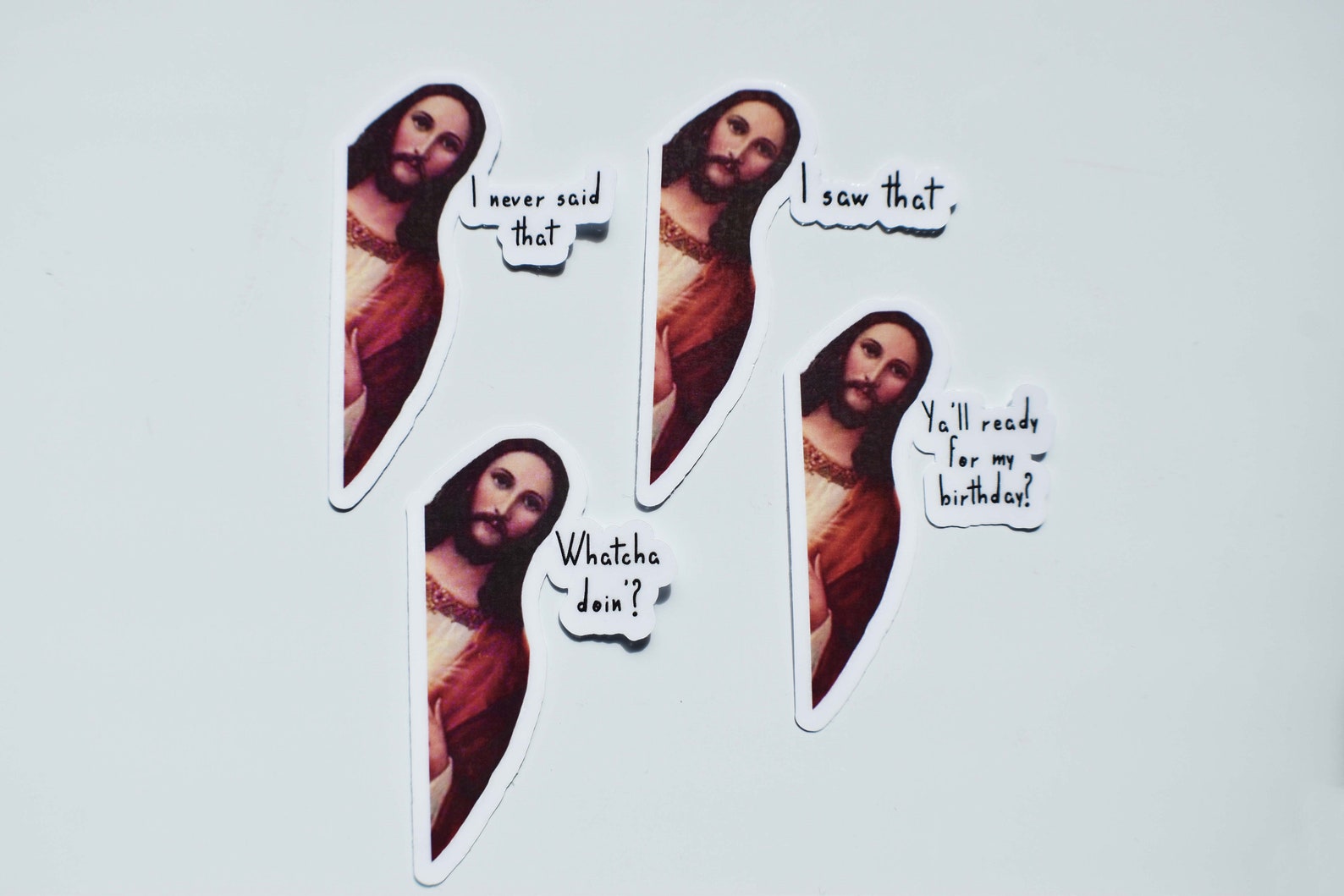 Jesus Christ Funny Meme Sticker Pack of 4 Matte White Die Cut - Etsy