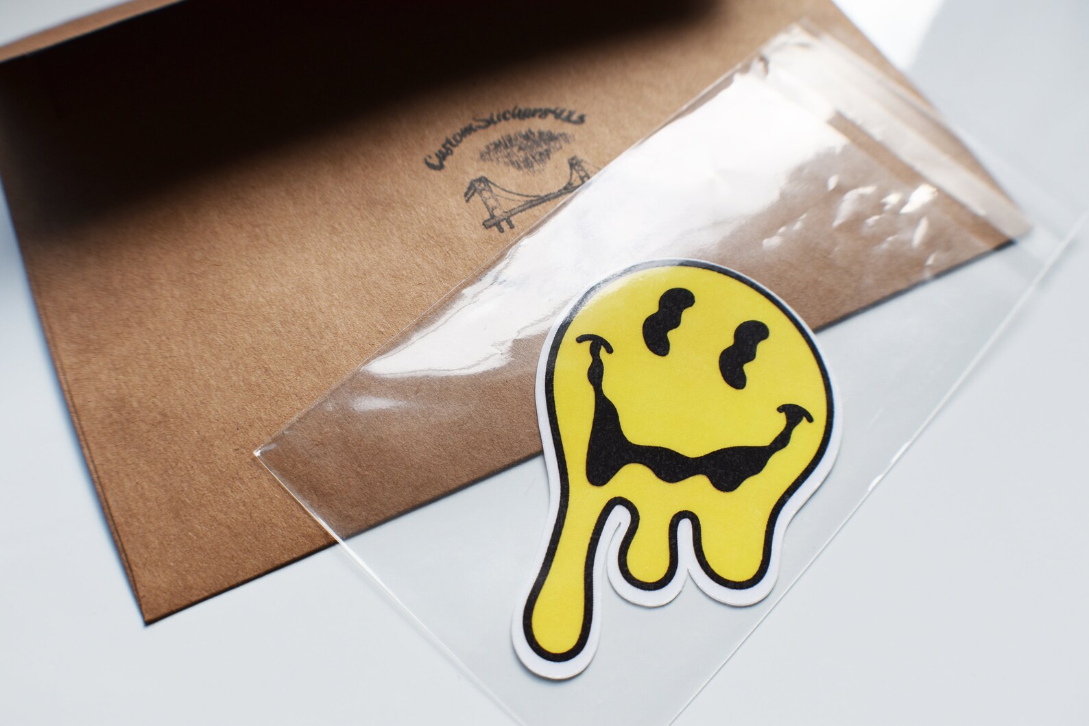 Yellow Dripping Smiley Face Die Cut Laminate Sticker | Etsy