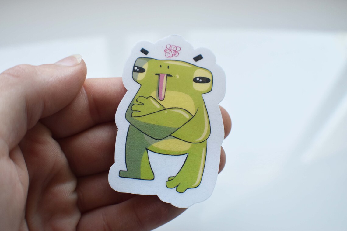 Cute Mad Frog Die Cut Vinyl Laminated Water Resistant Sticker | Etsy