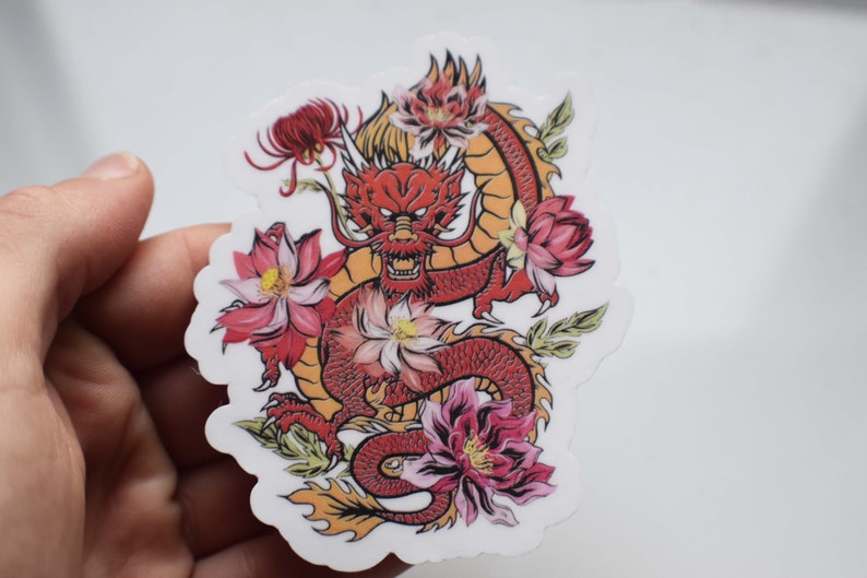 Japanese Dragon Sticker Pack of 5 Die Cut Vinyl Laminated - Etsy