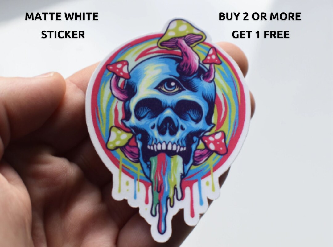 Dripping Shroom Skull Die Cut Laminated Sticker - Etsy