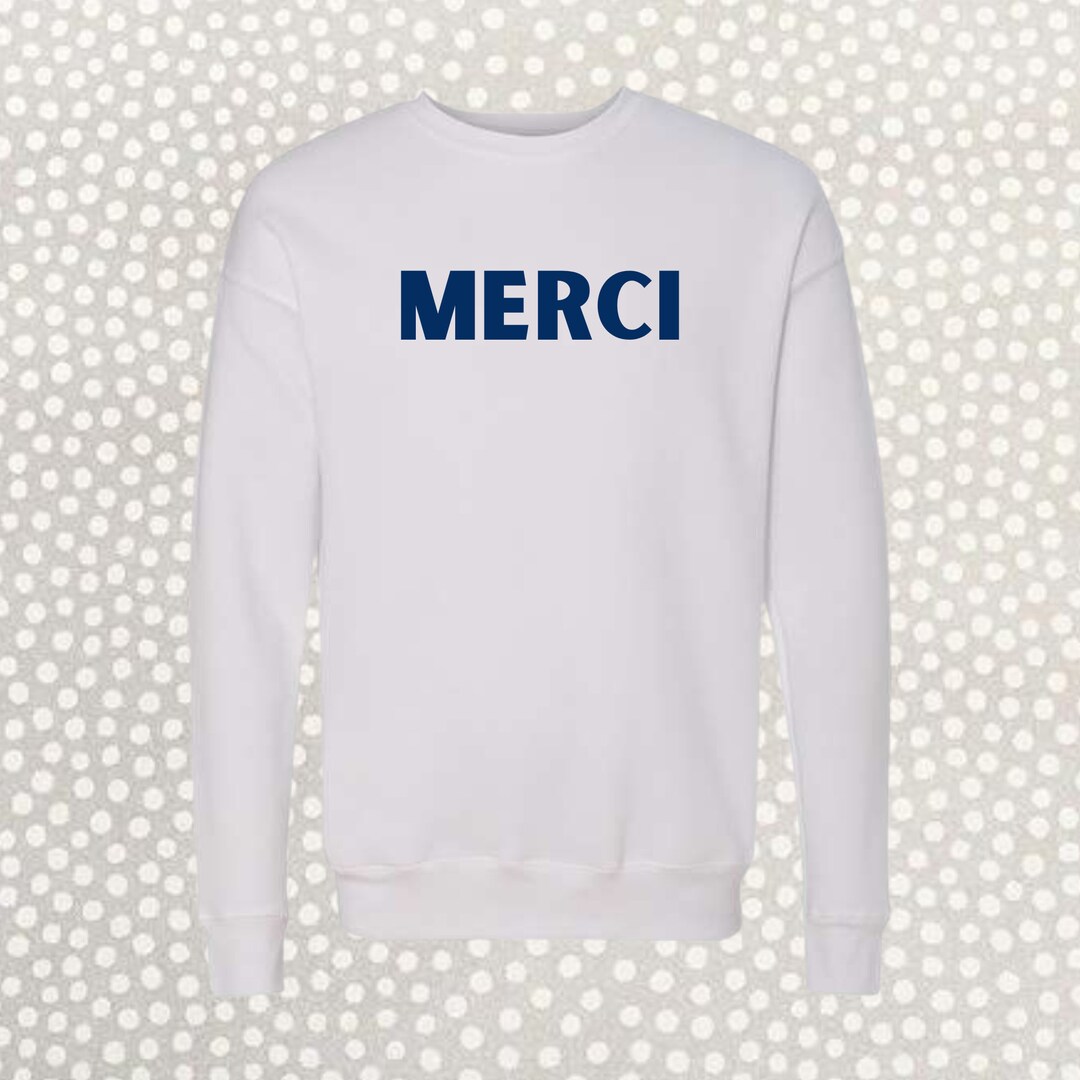 Merci Sweatshirt White/navy, Thank You Sweatshirt, French Sweatshirt ...