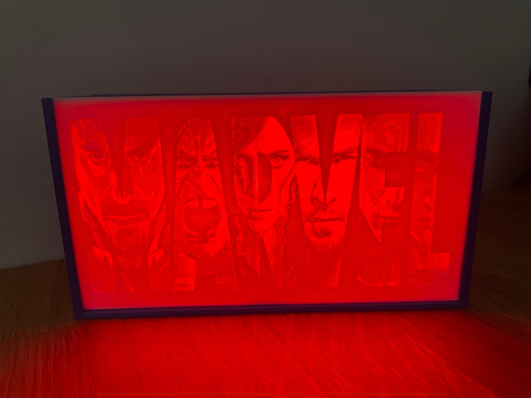 Marvel Lithophane Light Box - 3D Printed - LED Lights - Night Light ...