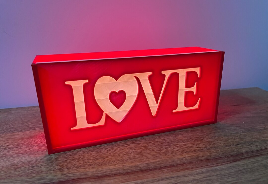 3D Printed LOVE Light Box: Valentine's Day LED Night Light - Etsy