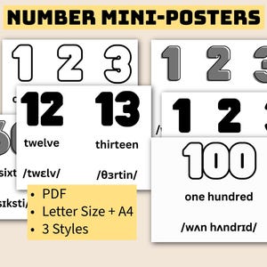 Number Mini-posters 1-100 With IPA Pronunciation – Printable (B/W ...