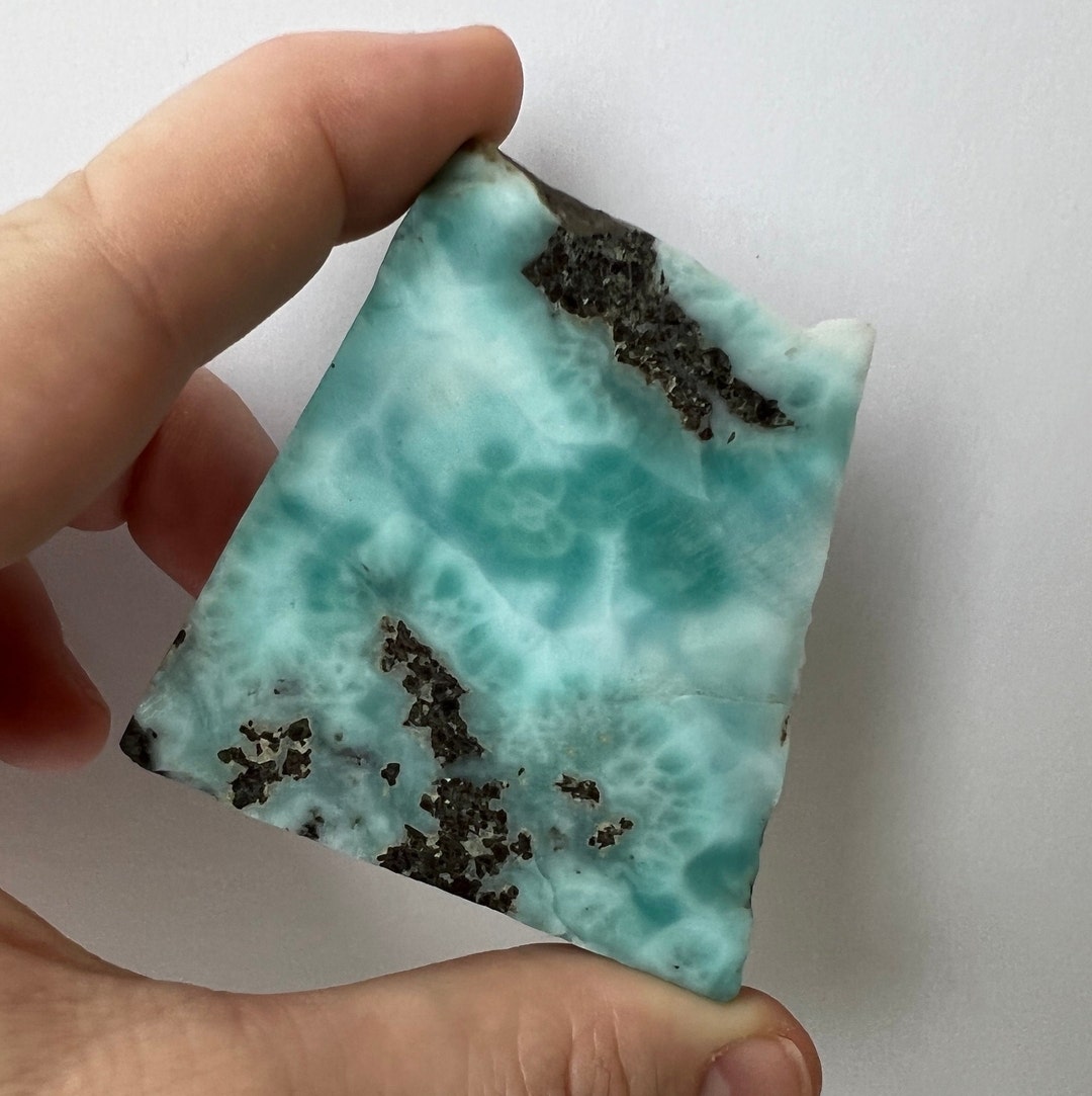 Large Larimar Slab, High Quality 69 G Larimar Slice, Raw Unpolished ...