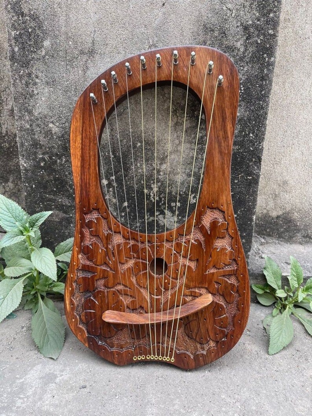 Flower Design Rosewood 10 Metal Strings Lyre Harp/rosewood Lyre Harps ...