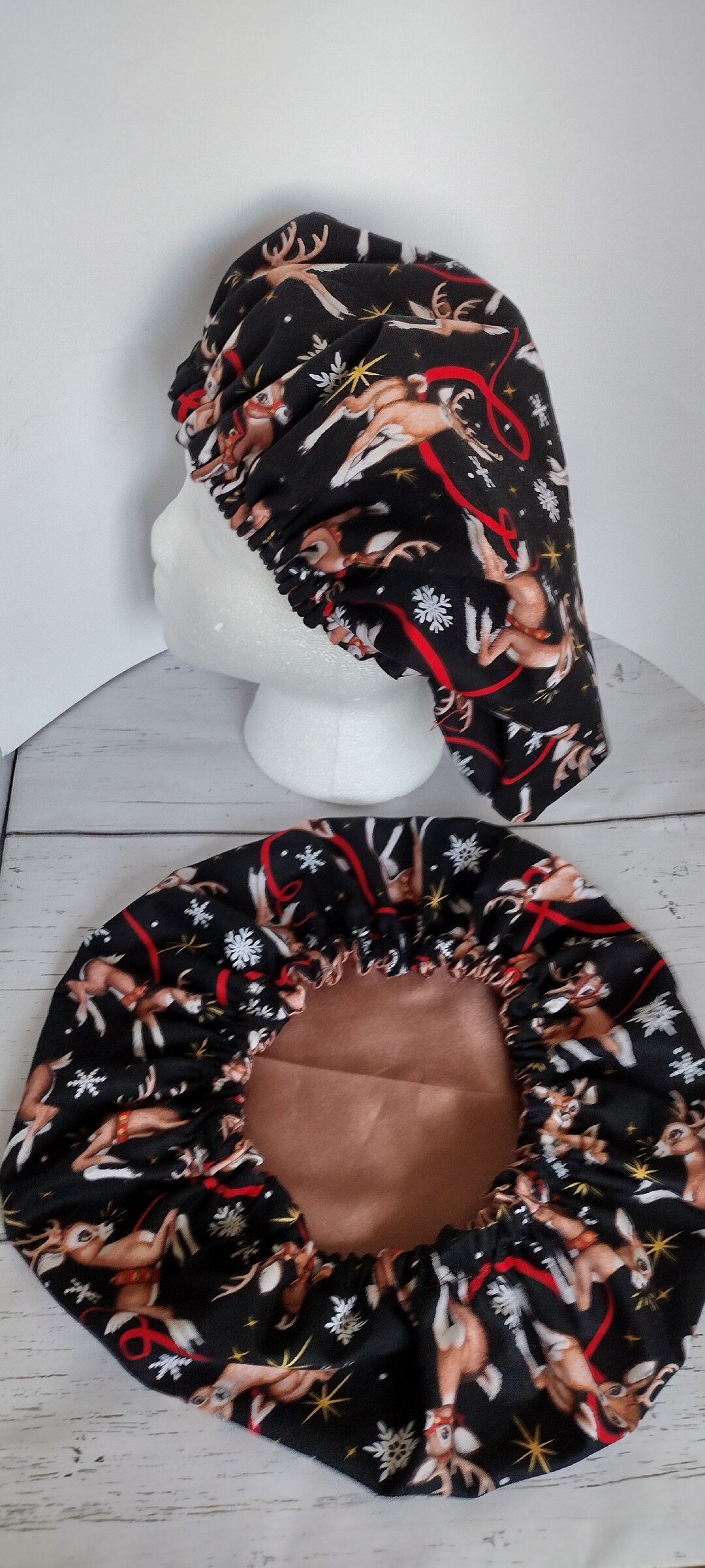 Reversible Satin/cotton Bonnets,elastic Sleepwear,skull Cap,christmas ...