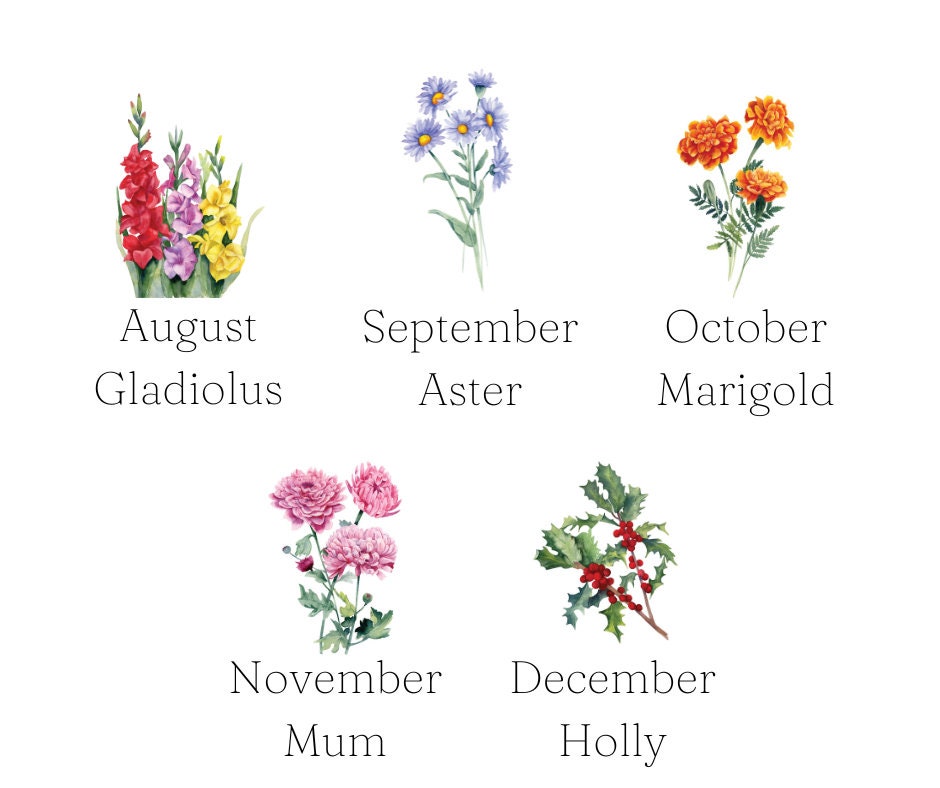 Personalized Birth Flower Printable Wall Art, Digital Download, Custom ...