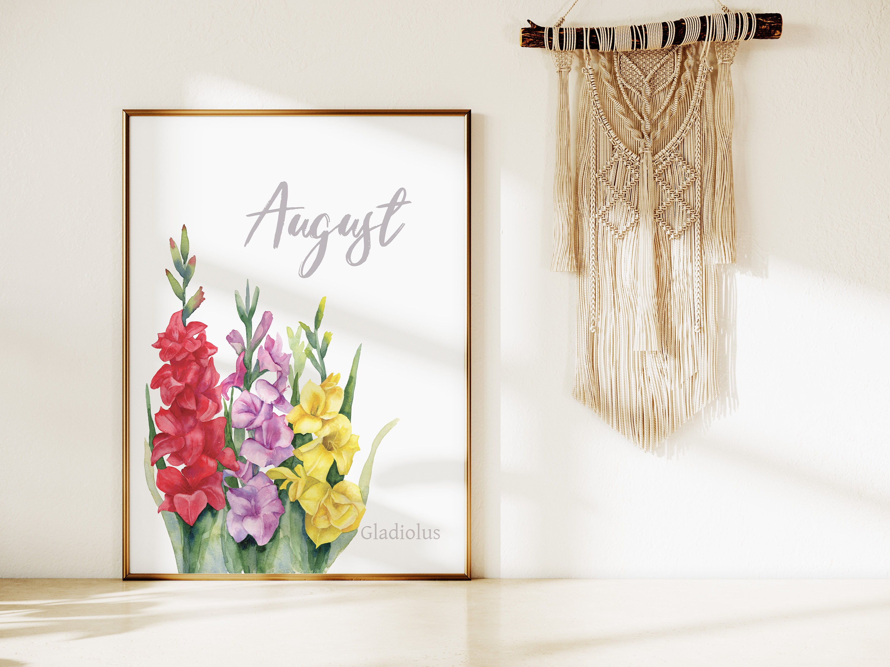 Personalized August Birth Flower, Gladiolus Birth Month Wall Art Print ...