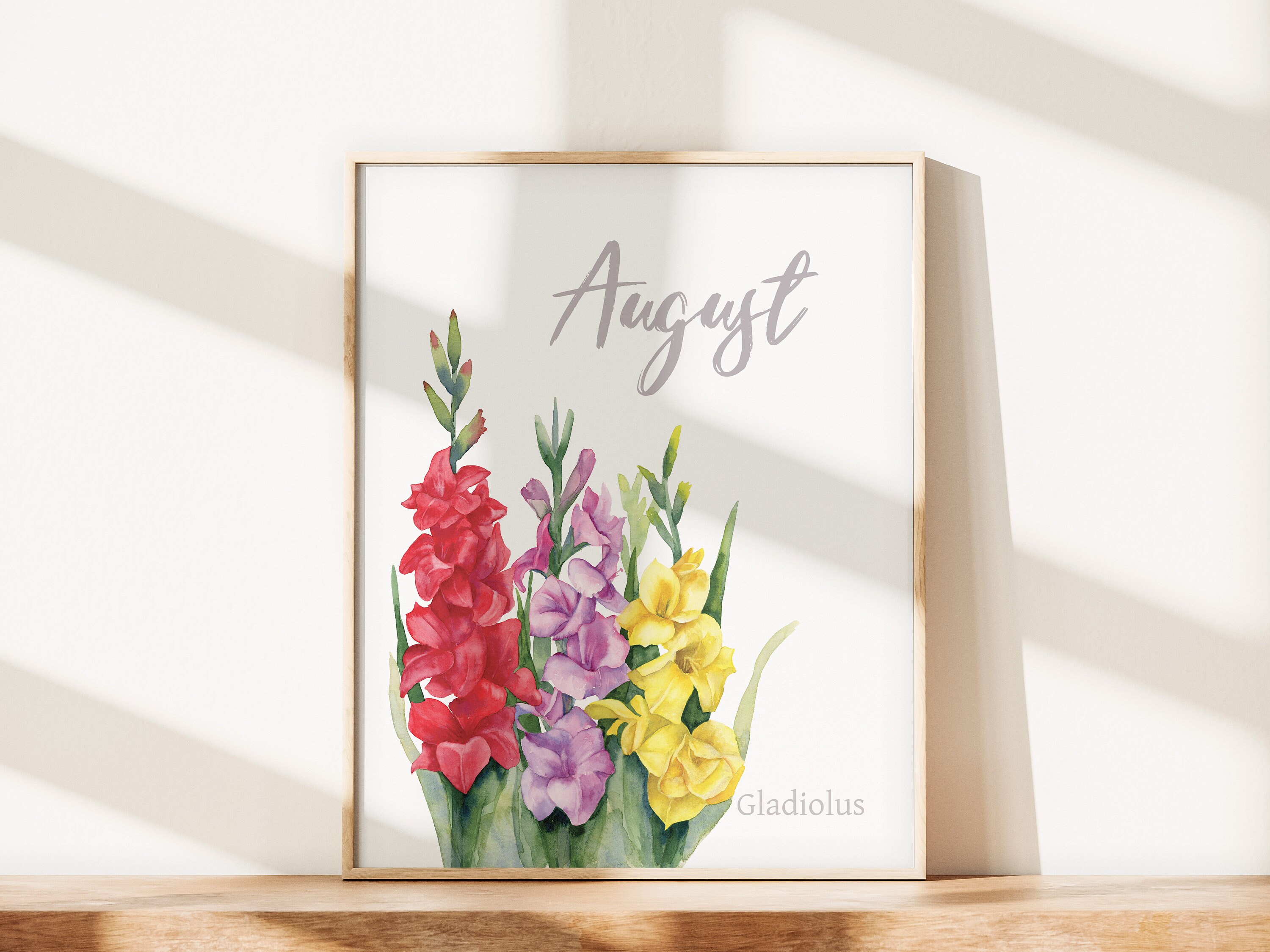 Personalized August Birth Flower, Gladiolus Birth Month Wall Art Print ...