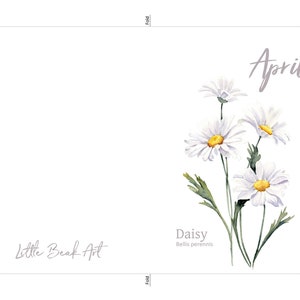 April Birthday Card, Birth Month Flower Greeting Card, Daisies Flower ...