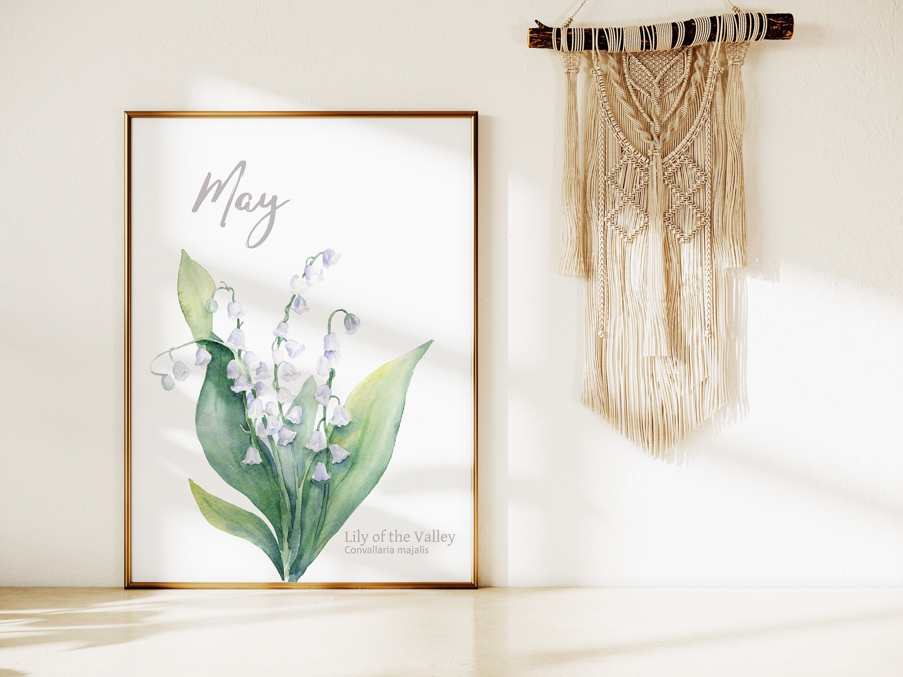 May Birth Month Flower Art Print, Lily of the Valley Floral Painting ...