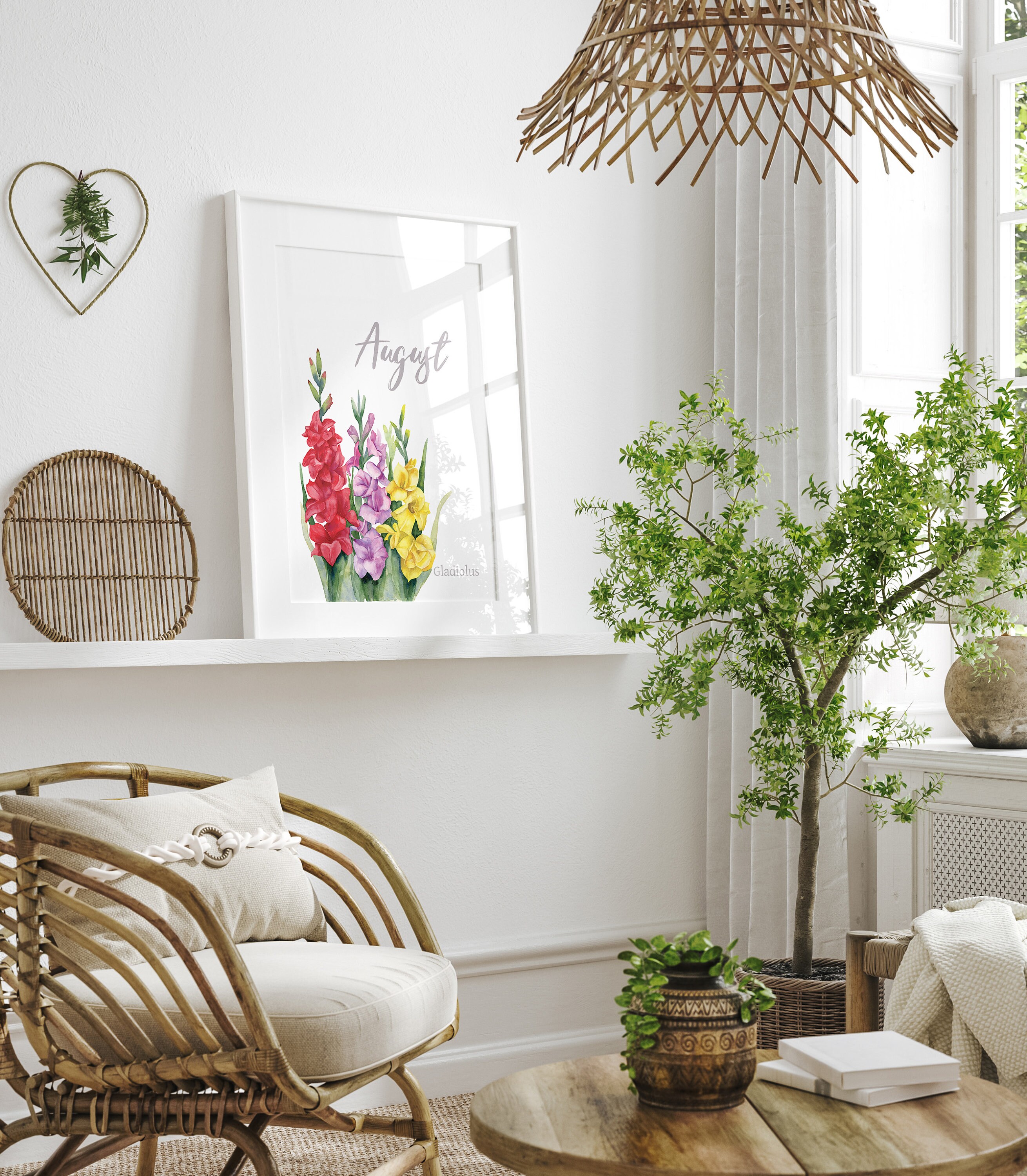 Personalized August Birth Flower, Gladiolus Birth Month Wall Art Print ...