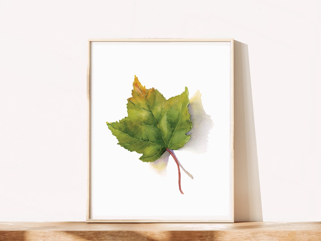 Fall Leaf Wall Art Print, Autumn Leaves, Printable Art, Watercolor ...