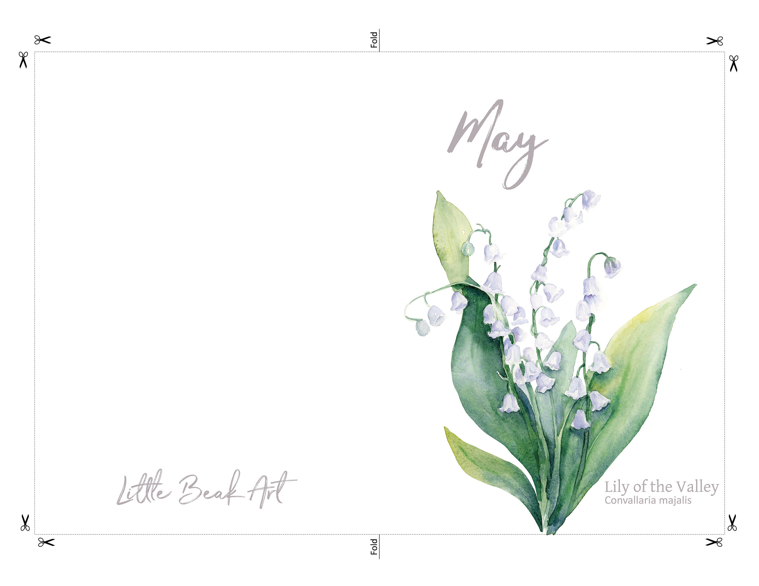 May Birthday Card, Birth Month Flower Greeting Card, Lily of the Valley ...