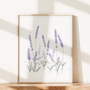 Spring Flowers Wall Art, Lavender Flowers Printable, Watercolor Print ...