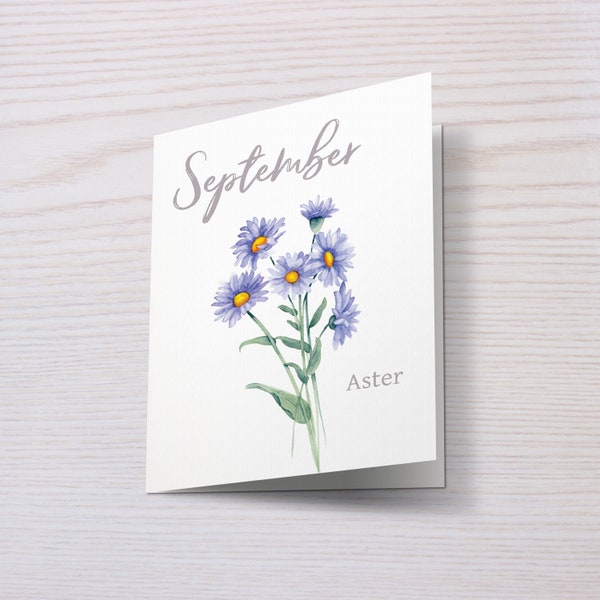 Aster Flower Birthday Card - Etsy