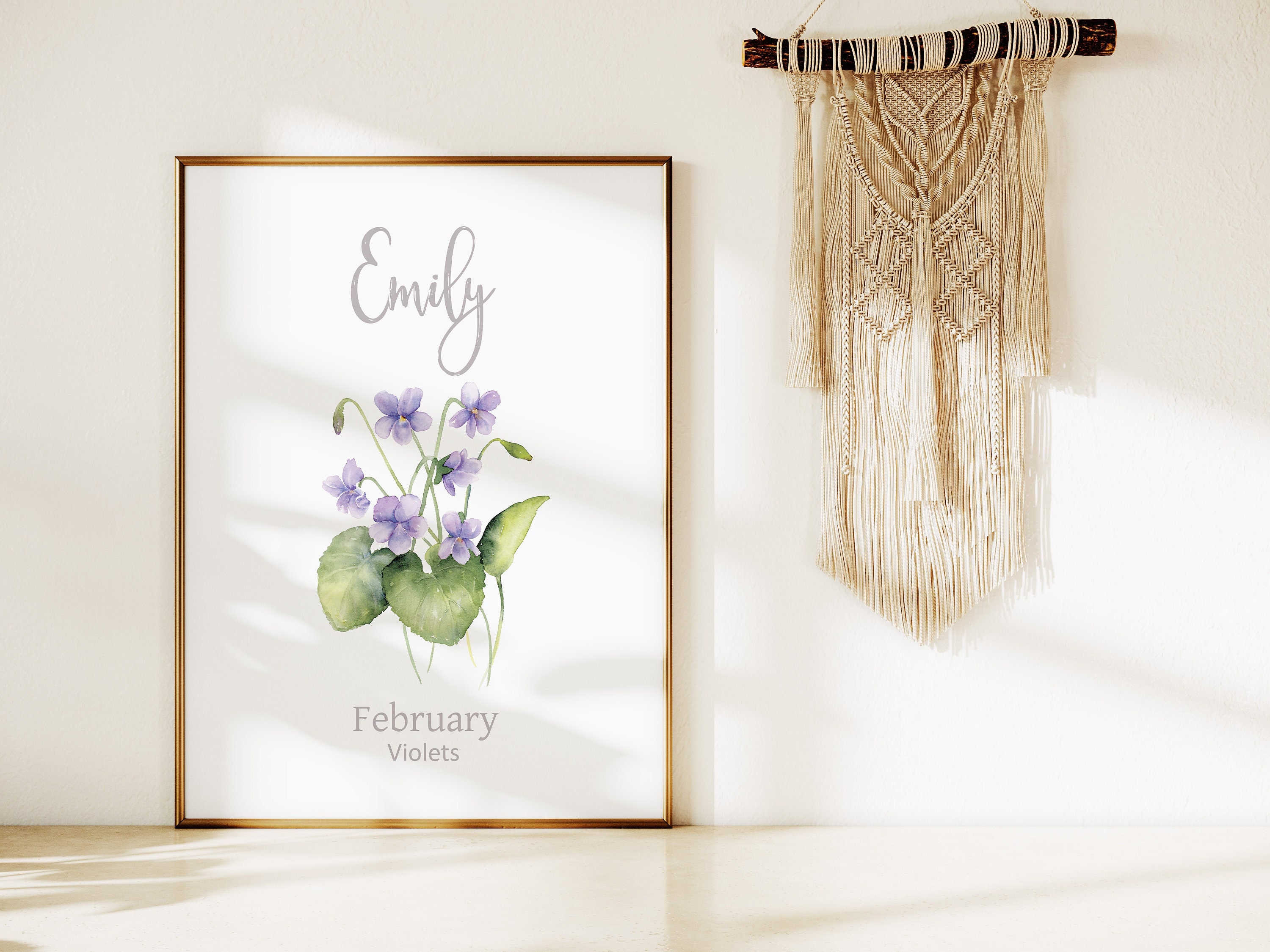 Personalized Birth Flower Printable Wall Art, Digital Download, Custom ...