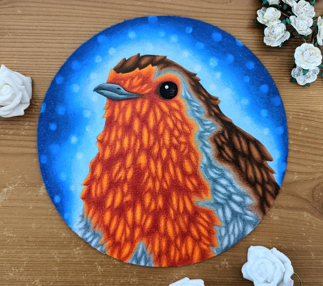 Robin Bird Portrait, Original Artwork, Pencil Marker Illustration ...