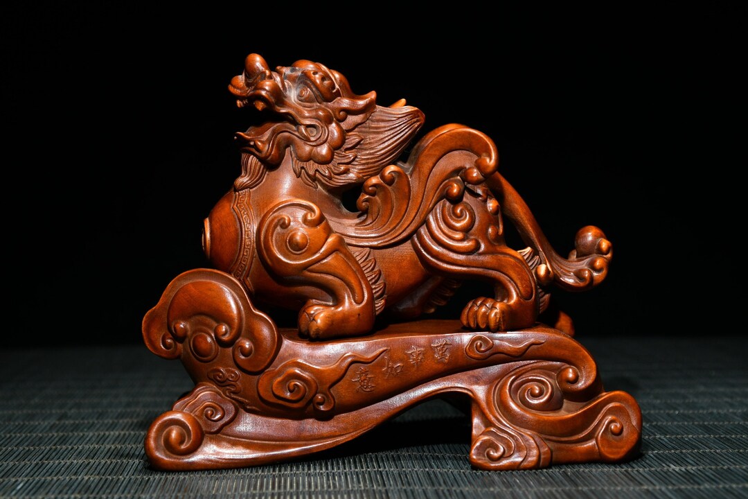The Handcarved Boxwood PI Xiu Statue Was Collected by the Chinese Folk ...
