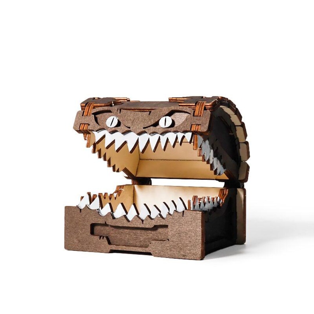 Creative Wooden Monster Treasure Chest Storage Box, Handicrafts and ...