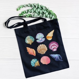 Seashell Canvas Tote Bag: Beach Lover Reusable Shopping Bag - Etsy