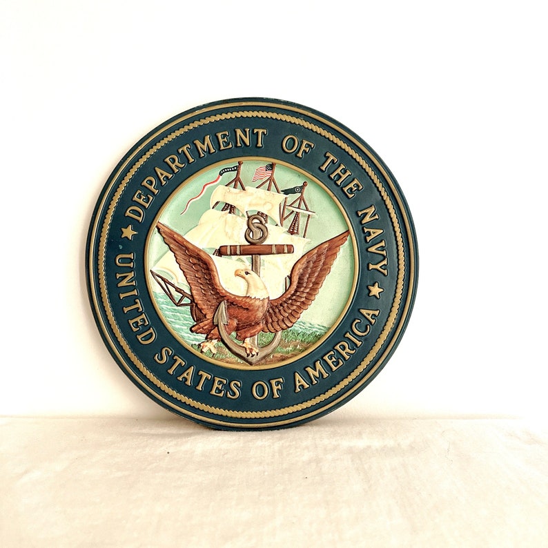 Department of the Navy UNITED STATES of AMERICA Round Emblem Plaque ...