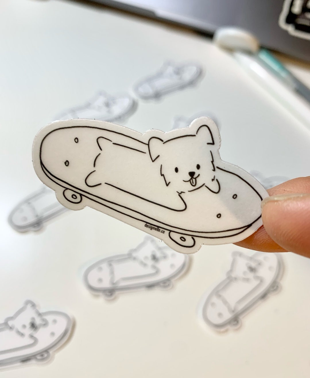 Skateboard Puppy Dog Vinyl Sticker (clear) for Laptop, Phone, AirPod ...