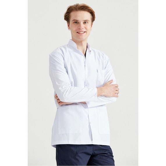Men's Medical White Long Sleeve Lab Coat Doctor Dentist - Etsy