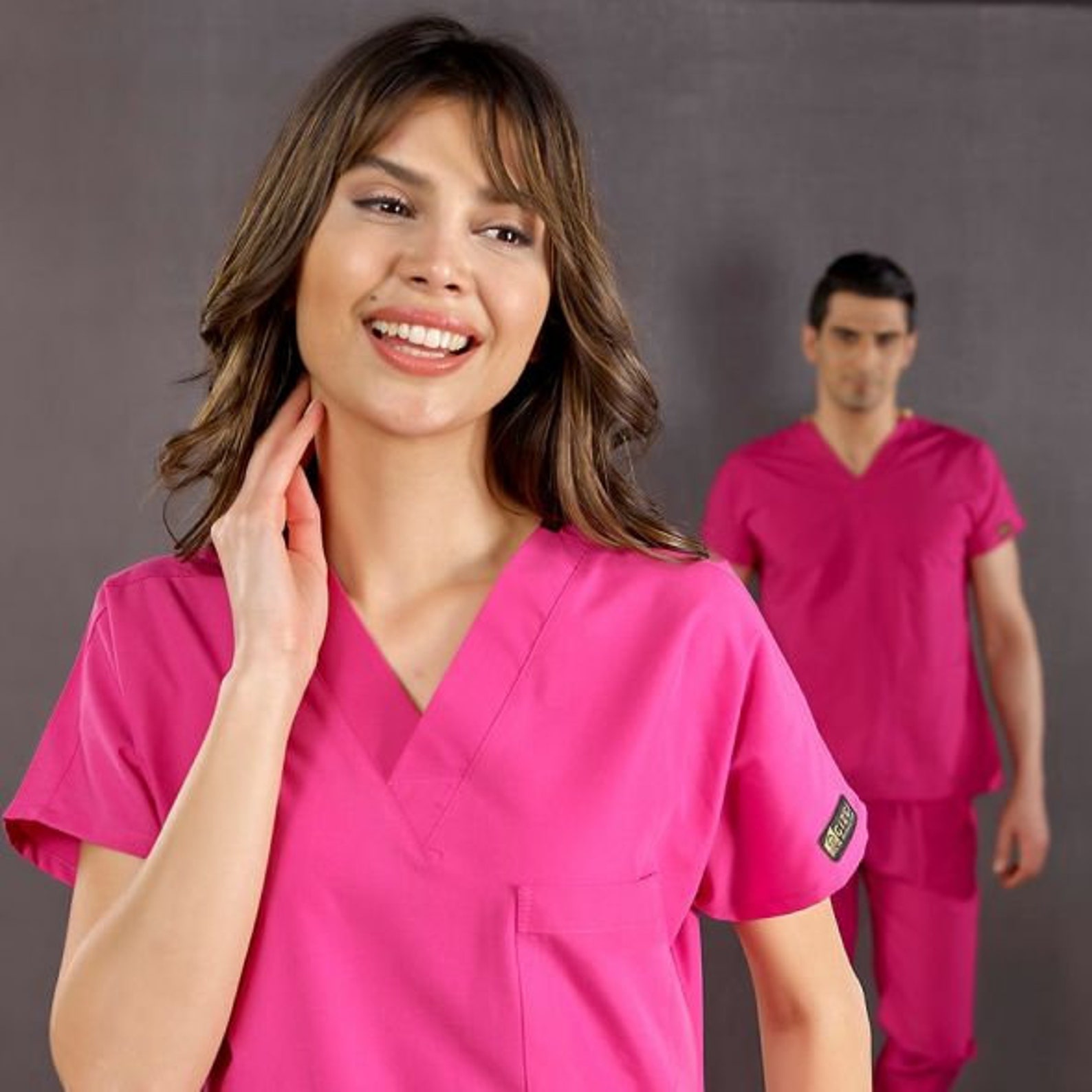 Fuchsia Scrub Set, V Neck Scrub Set, Comfortable RN MSN Medical Scrub ...