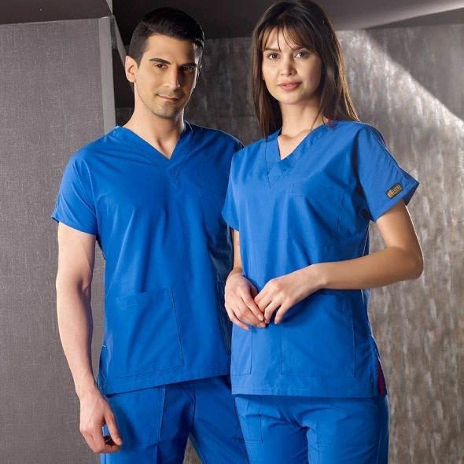 Sax Blue Scrub Set, V Neck Scrub Set, Comfortable RN MSN Medical Scrub ...