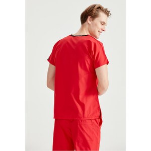 Men's Red Scrub Set, V Neck Nurse Scrub, Medical Scrub, Scrub Set ...