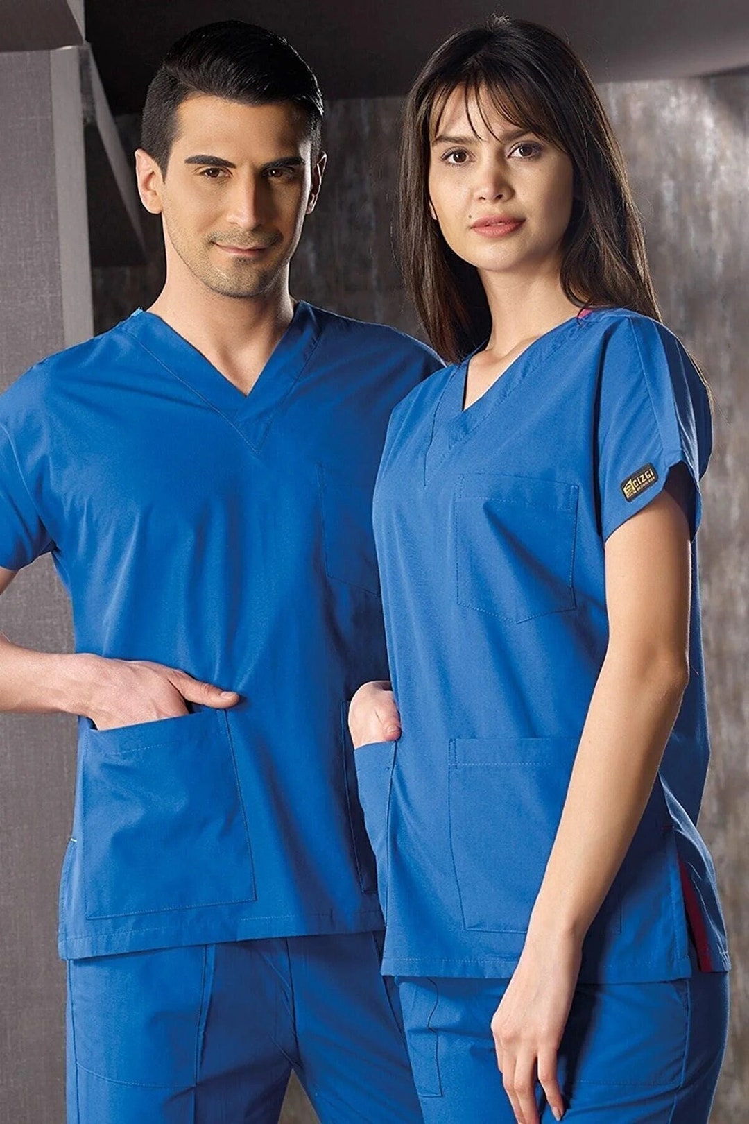 Sax Blue Scrub Set, V Neck Scrub Set, Comfortable RN MSN Medical Scrub ...