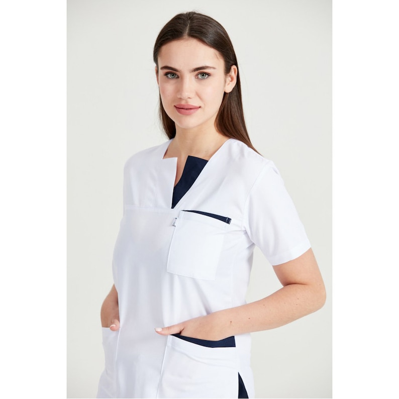 Trimmed White Scrub Set, Nurse Scrub With Trim, Medical Scrub, Women's ...