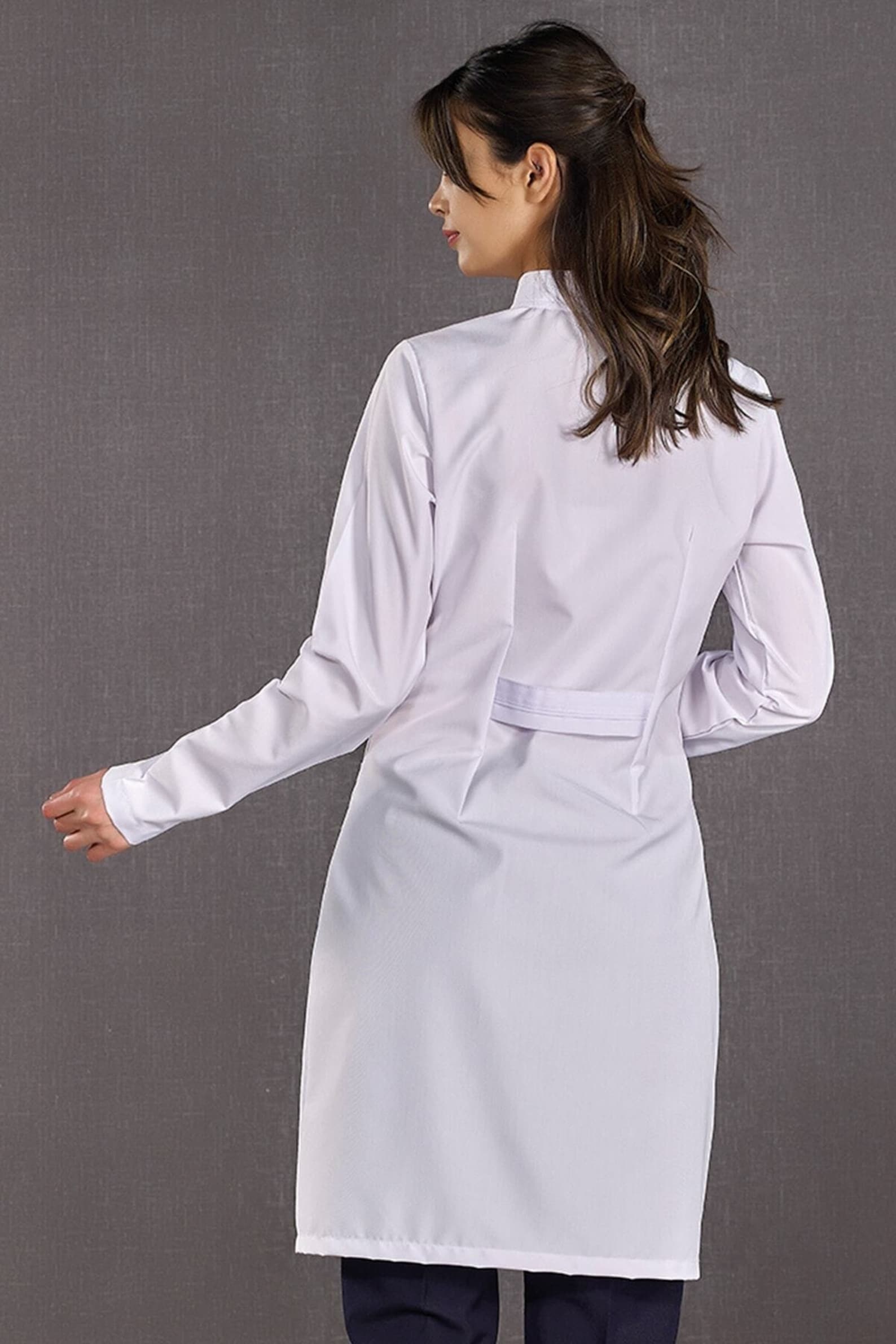 Women's Medical Long Sleeves White Lab Coat, Doctor Dentist Surgeon ...