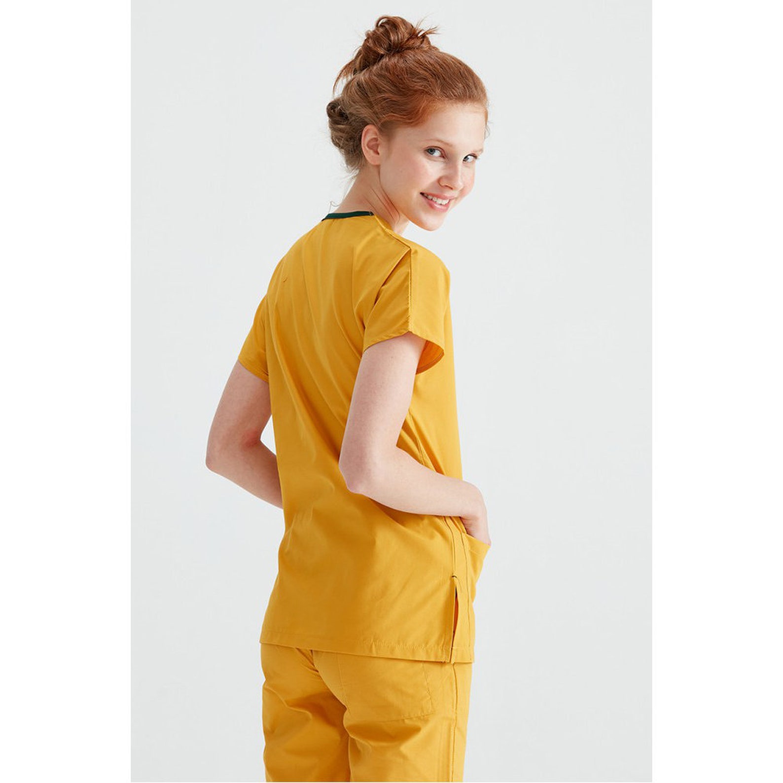 Yellow Scrub Top Only, V Neck Nurse Scrub Top, Medical Uniform, Women's ...