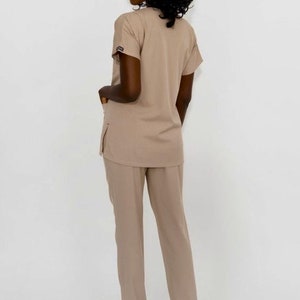 Dark Beige Scrub Set, V Neck Nurse Scrub, Medical Scrub, Scrub Set ...