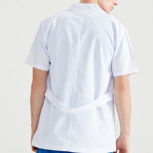 Men's Medical White Short Sleeves Lab Coat, Doctor Dentist Surgeon ...