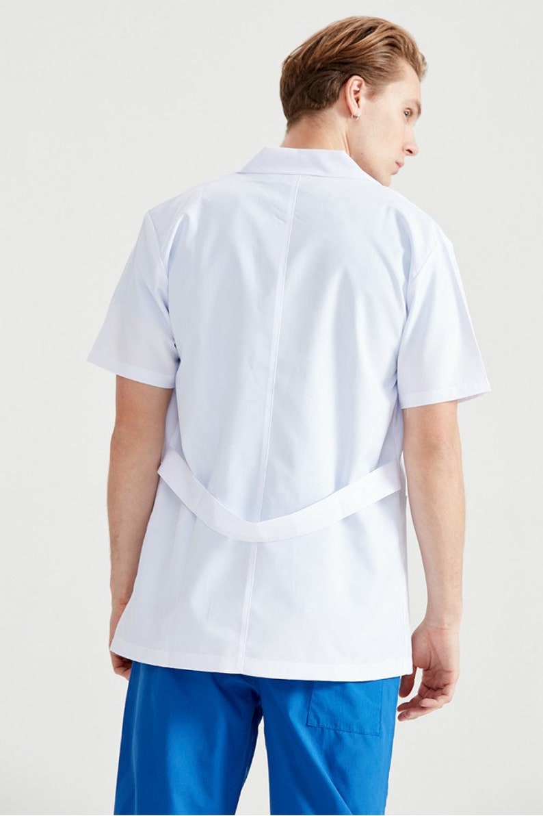 Men's Medical White Short Sleeves Lab Coat, Doctor Dentist Surgeon ...
