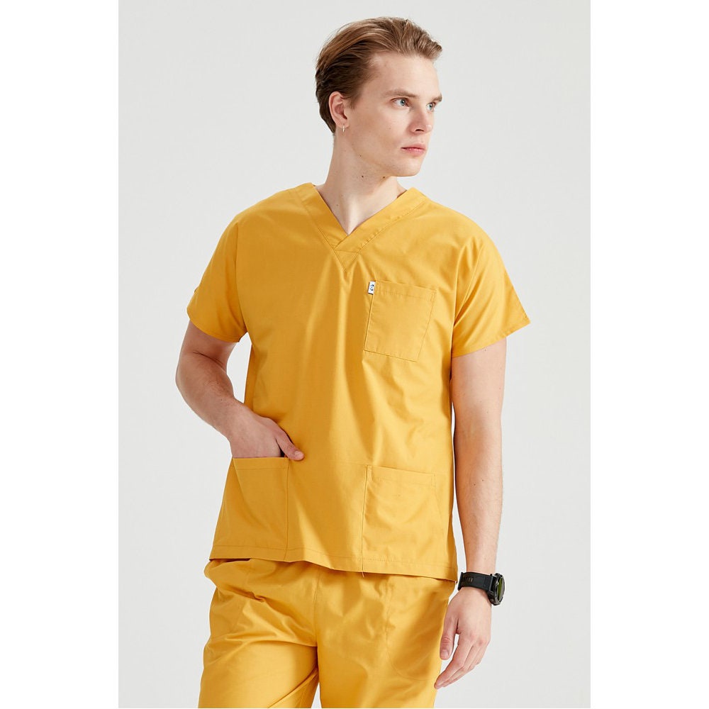 New Mustard Yellow Scrub Top Only, V Neck Nurse Scrub Top, Medical ...